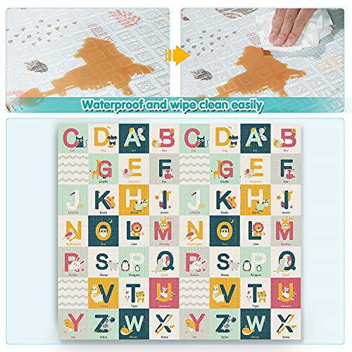 Gimars Baby Play Mat, Reversible and Foldable Baby Mat for Floor, 79 x 71 x 0.6" Extra Large Play Mat, Waterproof Foam Playmat for Babies, Infants, Toddlers, Play & Tummy Time
