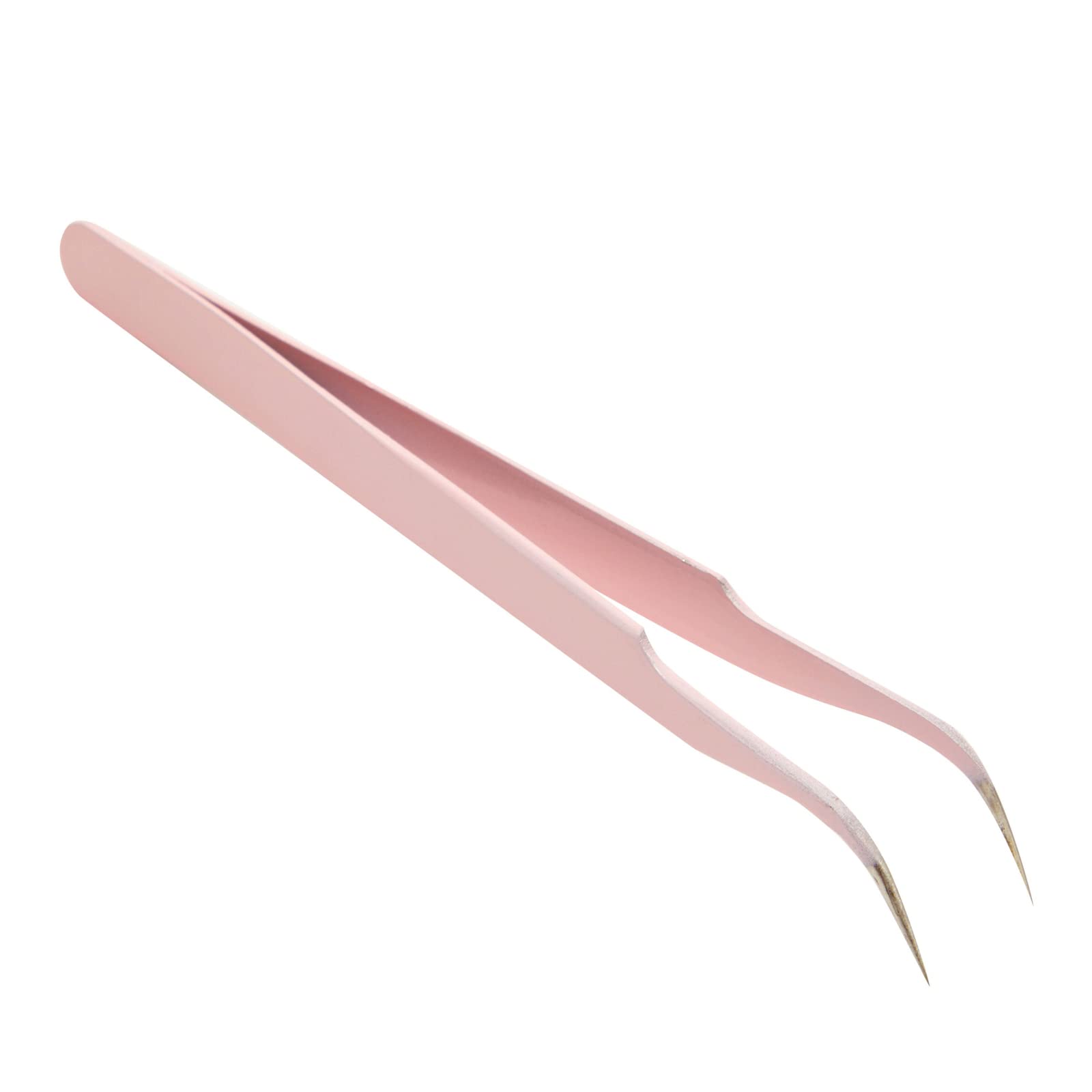 Okuna Outpost 6-Piece Precision Tweezer Set for Eyelash Extensions with Storage Case (Light Pink)