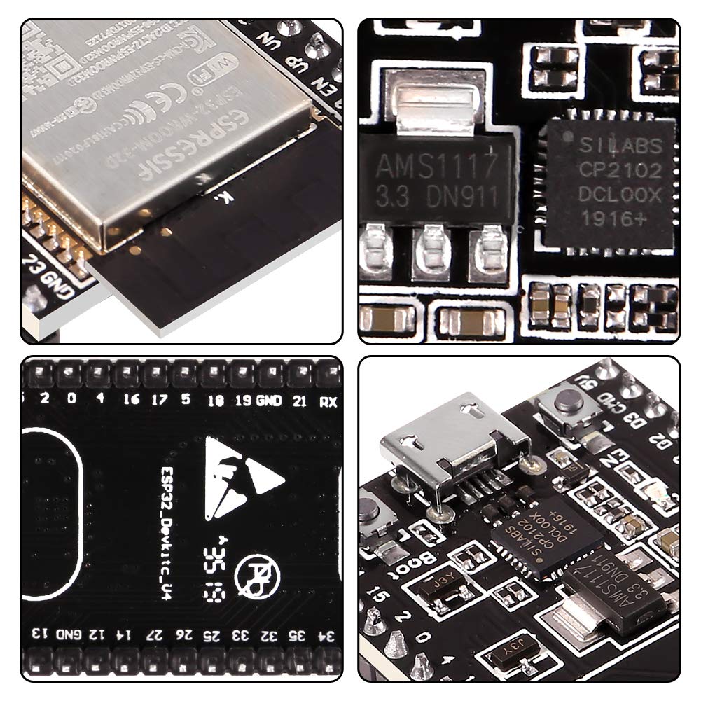 ACEIRMC 4pcs ESP32-DevKitC core Board ESP32 Development Board ESP32-WROOM-32D WiFi Bluetooth Development Board for Arduino IDE (ESP32-DevKitC)