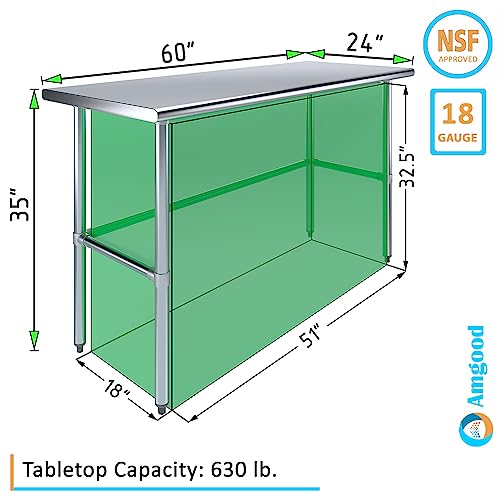 24" x 60" Open Base Stainless Steel Work Table | Residential & Commercial | Food Prep | Heavy Duty Utility Work Station | NSF