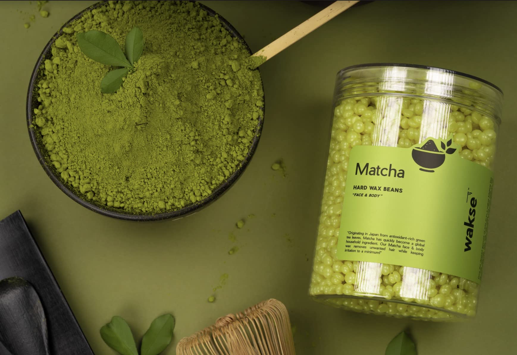 wakse Matcha Hard Wax Beans (12.8oz), 12.8 Ounce
