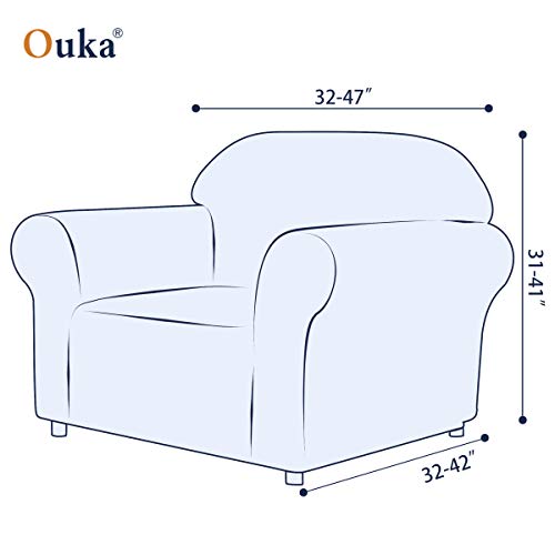 Ouka 1-Piece Slipcover, Superior Stretch Sofa Cover for 1-Seat, Soft Furniture Protector with Elastic Bottom(Wine, Small)