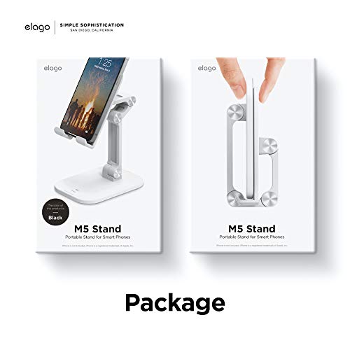 elago M5 Adjustable Phone Stand β Cell Phone Holder for Desk Compatible with iPhone 12 (5.7, 6.1, 6.7) and Compatible with All iPhone Models, All Smartphones (Black)