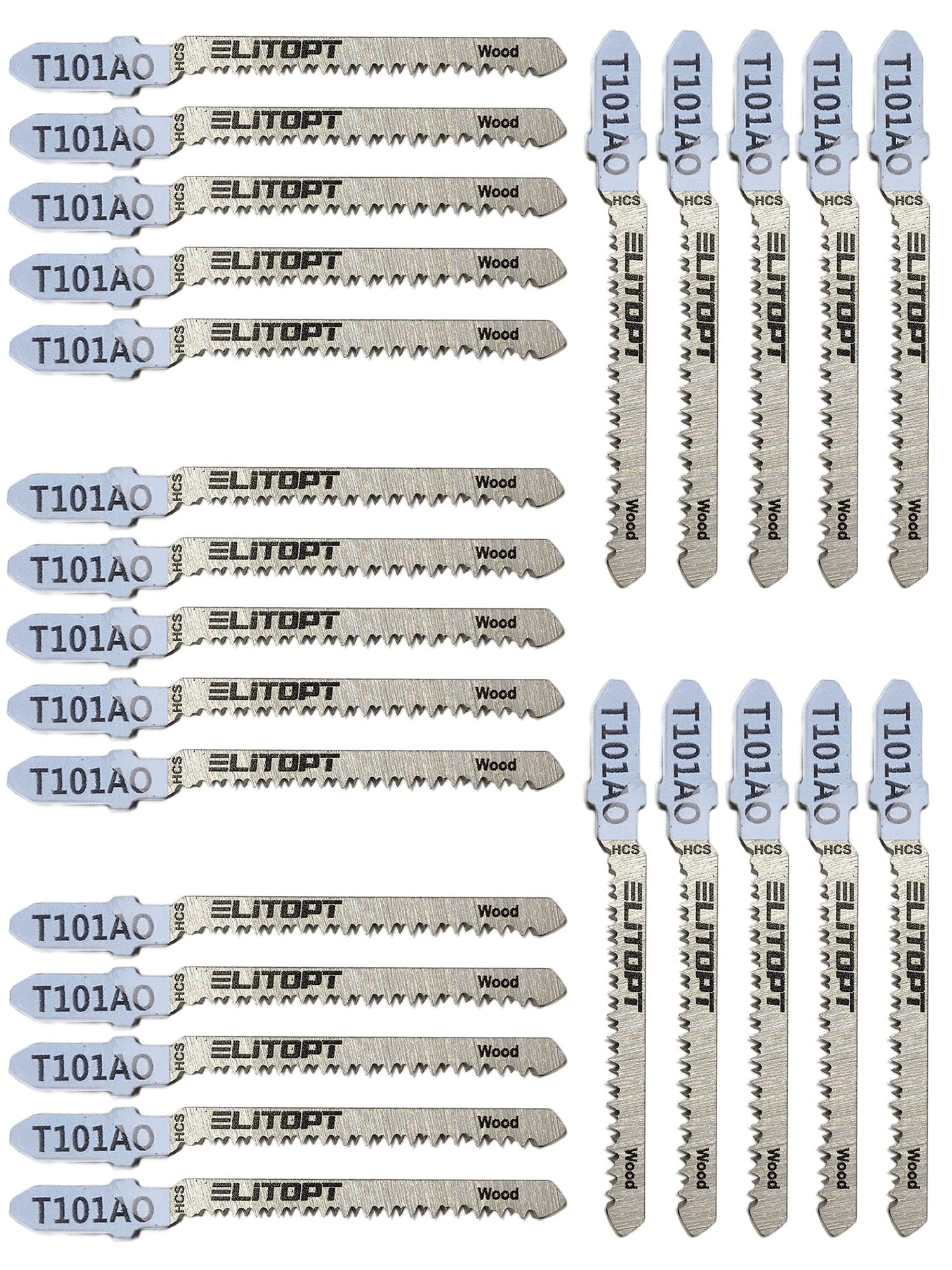 25pcs Jigsaw Blades for Wood T101AO Scroll Blades Clean Curved Cuts 3 in. 20 TPI T Shape Shank T101AO
