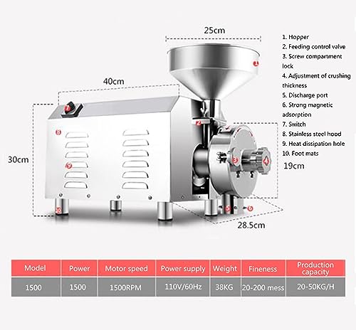 1500W Electric Grinder,Grain Mill,Cereals Pulverizer,Stainless Steel Blades for Grains Spices Cereals Coffee Corn Pepper,etc