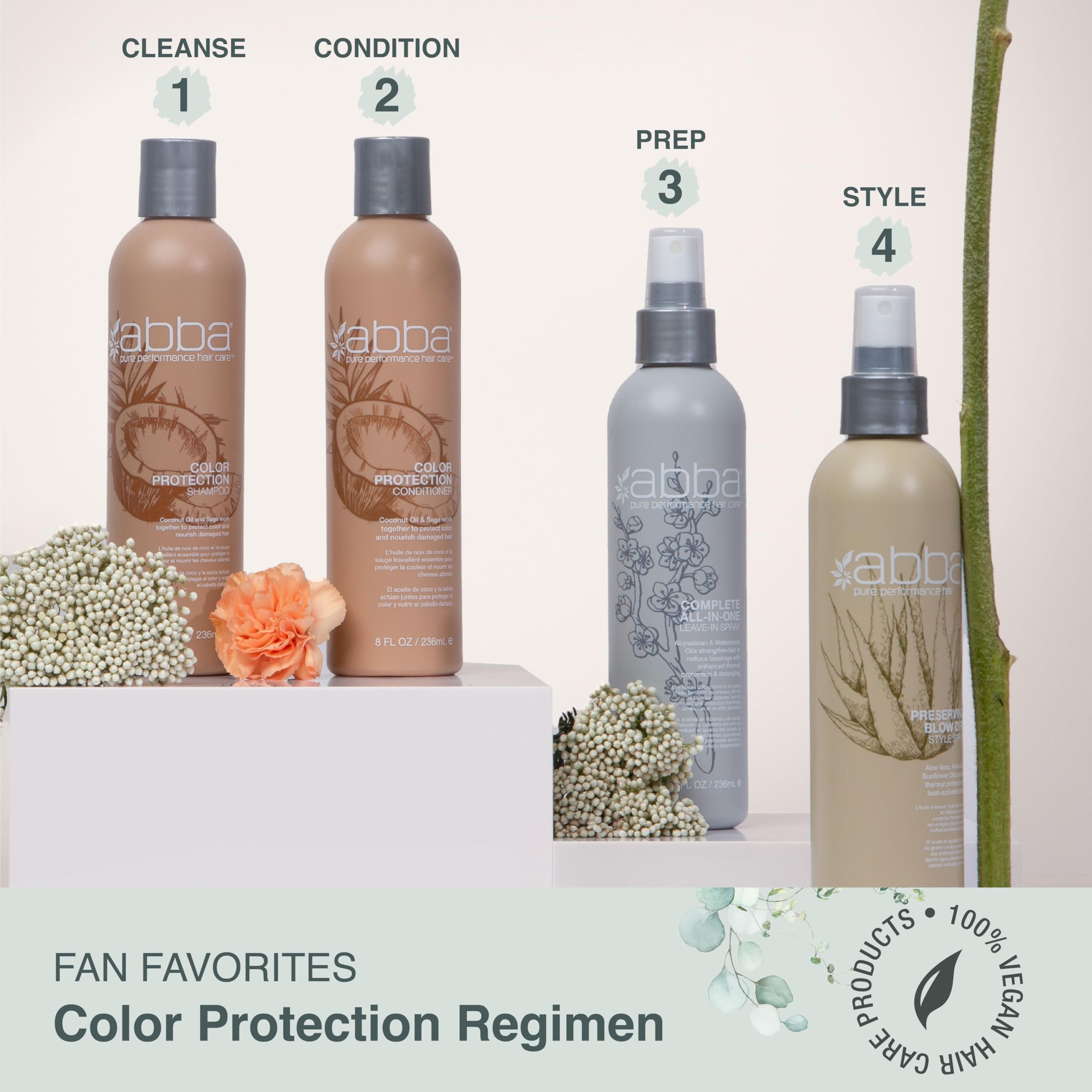 ABBA Complete All-In-One Leave-In Spray, 8 Fl Oz, Lightweight Conditioner for Moisture & Strength, Frizz-Control, Thermal Protectant, For All Hair Types