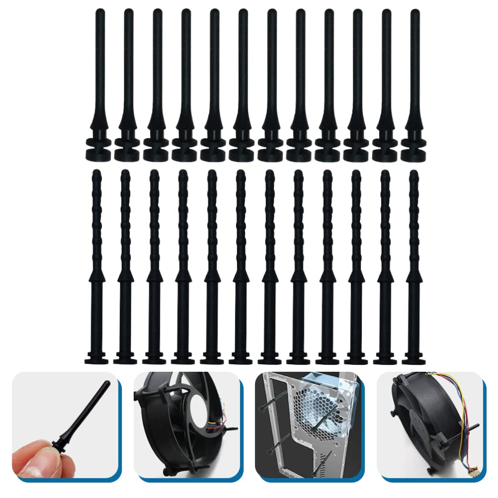 24 Pcs Fan Shock-absorbing Rubber Nail Computer Case Fan Screws Cooler Fan Screws Computer Anti-noise Screws Silicone Rubber Screw Computer Case Anti-seismic Screws