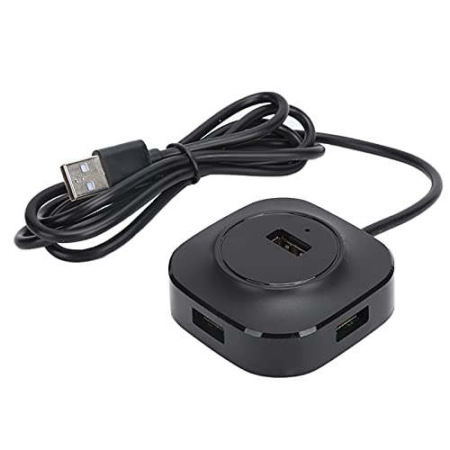USB Hub, 4 USB2.0 Ports Adapter Charger, Ultra Slim Data Splitter PVC, 1.2 Meter / 3.9ft, Plug and Play, for Flash Hard Disk Keyboard 2.0