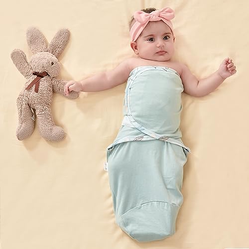 ZIGJOY Swaddle Blanket Cotton Knit Baby Wrap 3-6 Months, 0.5 Tog Newborn Wearable Swaddle Sleep Sacks,Adjustable 2 Pack Infant Sleep Sack for Baby Boy Girl(Green)