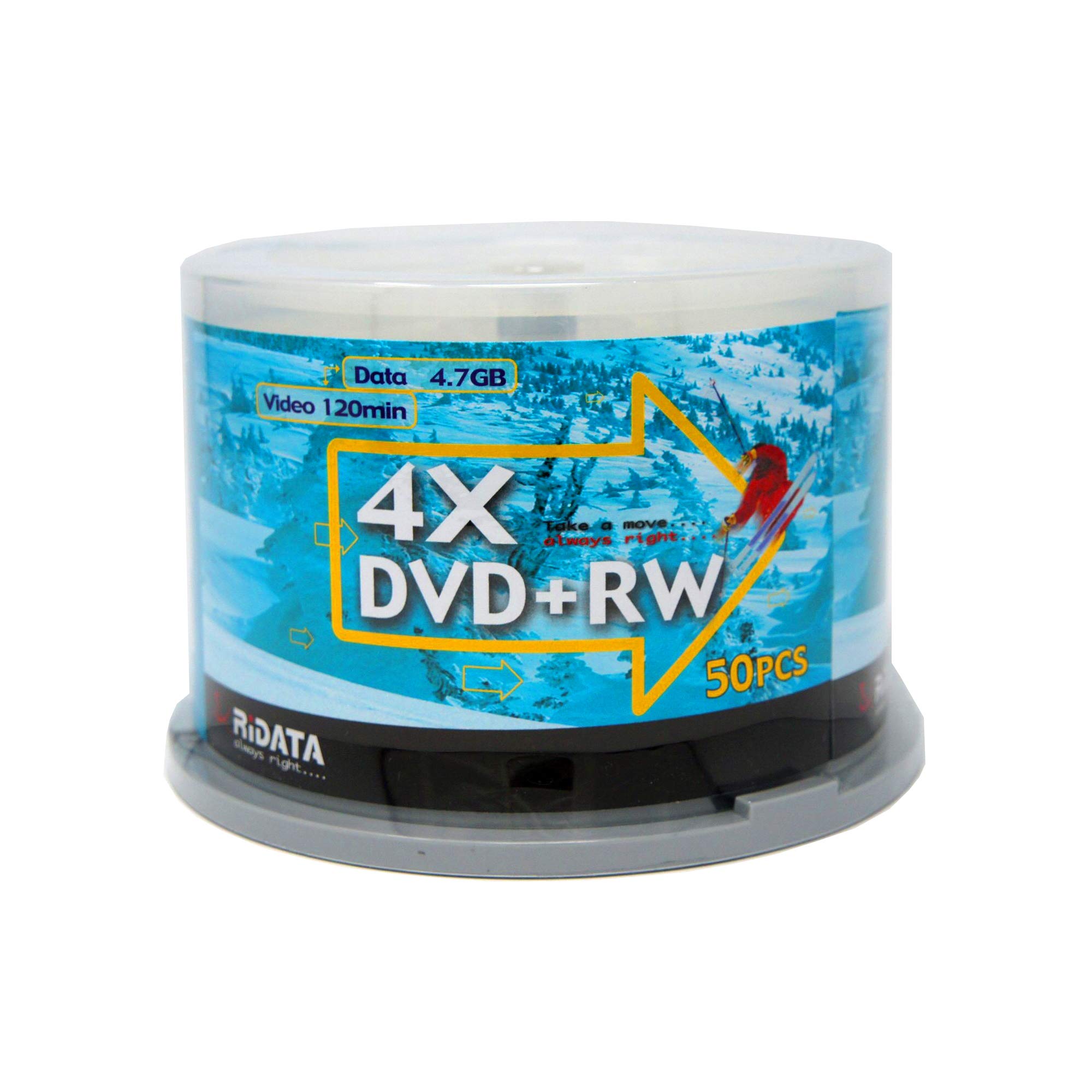 100 Pack Ridata DVD+RW 4X 4.7GB Silver Logo Rewritable DVD Plus RW Re-writable Blank Recordable Media Disc