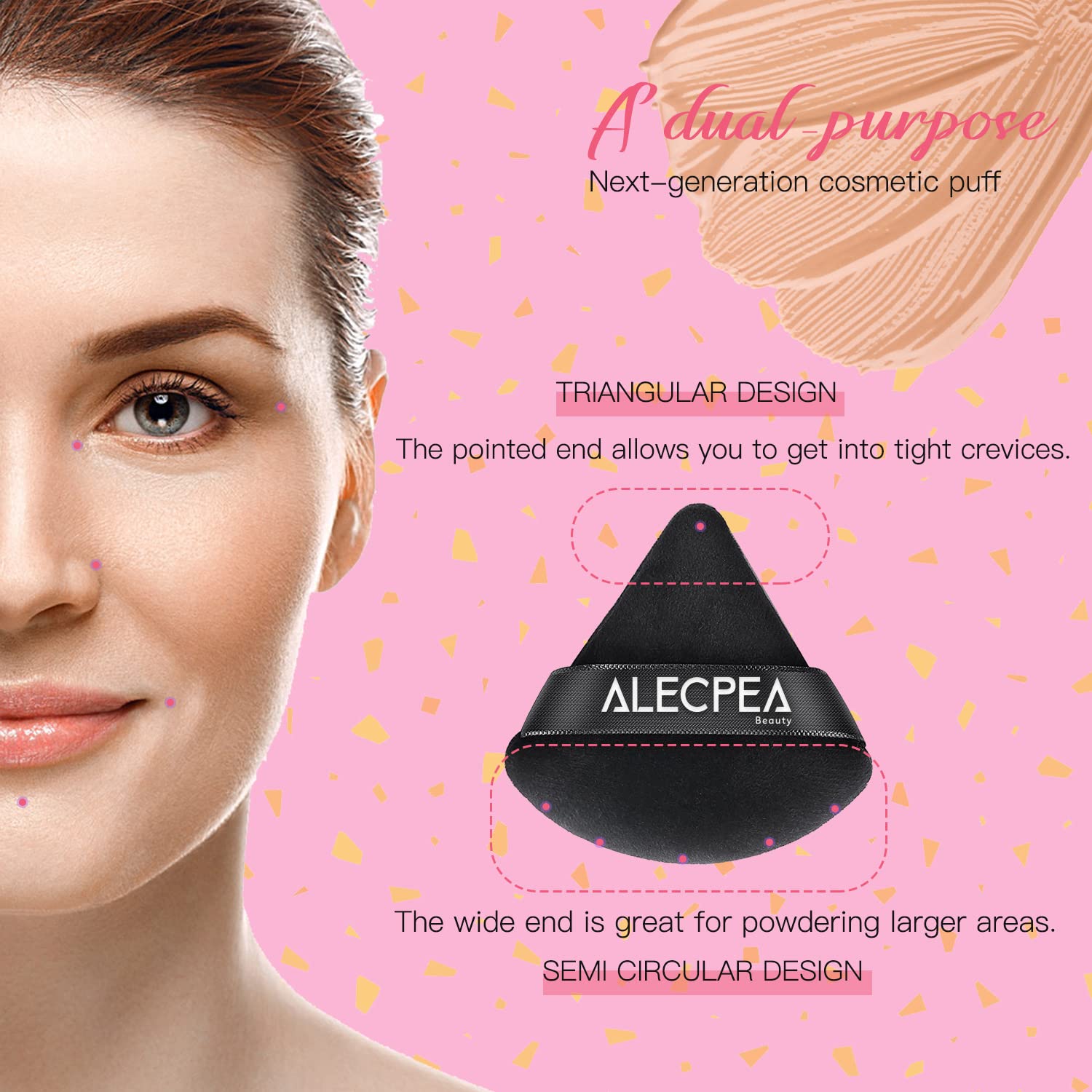 12 Pcs Velour Makeup Powder Puff, ALECPEA Triangle Powder Puff for Loose Powder Cosmetic Foundation Beauty Blender Sponge Makeup Tools for Contouring, Under Eyes and Corners - 2.76inch, Black