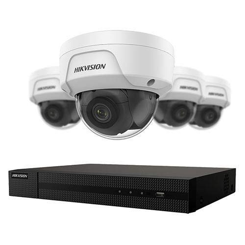 HIKVISION EKI-K41D44 4-Channel 4K NVR Value Express Kit with (4) 4MP Outdoor Network Dome Camera (2.8 mm Fixed Lens), RJ45 Connections (Renewed)