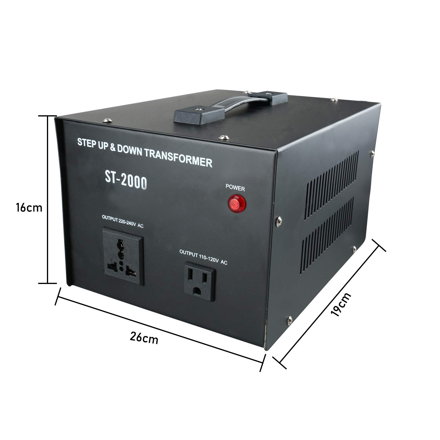 2000 Watt Step Up/Down 110V/220V Voltage Converter Transformer with Circuit Breaker Protection
