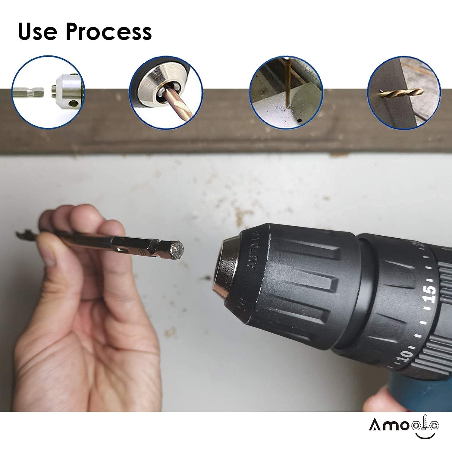 amoolo Hex Shank Drill Bit Set Combo 16Pcs (1/16"-1/4") + 10Pcs 1/8", Premium 4341 HSS Titanium Quick Change Impact Hex Drill Bits for Wood, Steel, Metal, Plastic