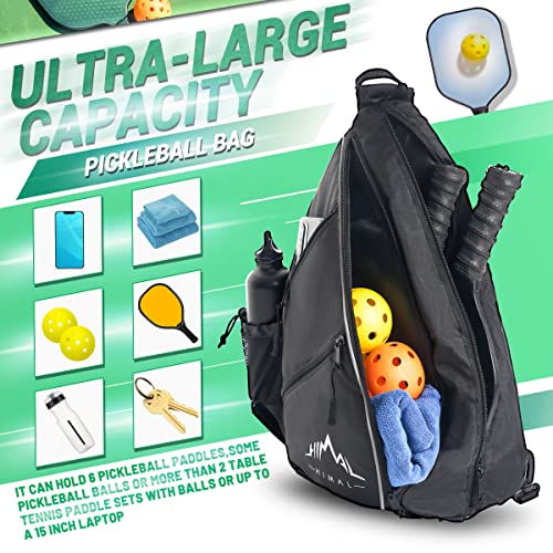 Himal Pickleball Bag- Adjustable Pickleball,Tennis,Racketball Sling Bag - Pickleball Backpack with Water Bottle Holder for Men and Women