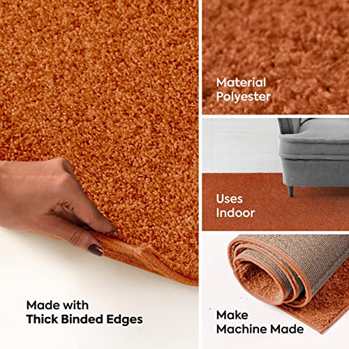 Furnish my Place Modern Plush Solid Color Rug - Orange, 2' Round, Pet and Kids Friendly Rug. Made in USA, Area Rugs Great for Kids, Pets, Event, Wedding