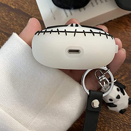 CCXNAS Compatible with Airpods Case Cover with Keychain, Halloween Luminous Skull for Airpods 2nd & 1st Cases, Soft Silicone Cute Funny Anime Case for Apple Airpods 2/1