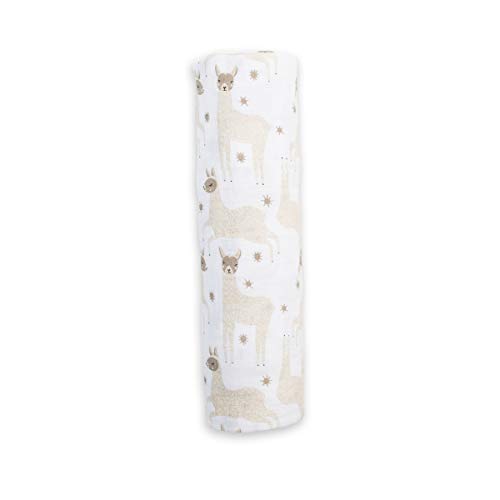 lulujo Baby 100% Cotton Muslin Swaddle Blanket, 47 x 47-Inches, Modern Llama (LJ464)