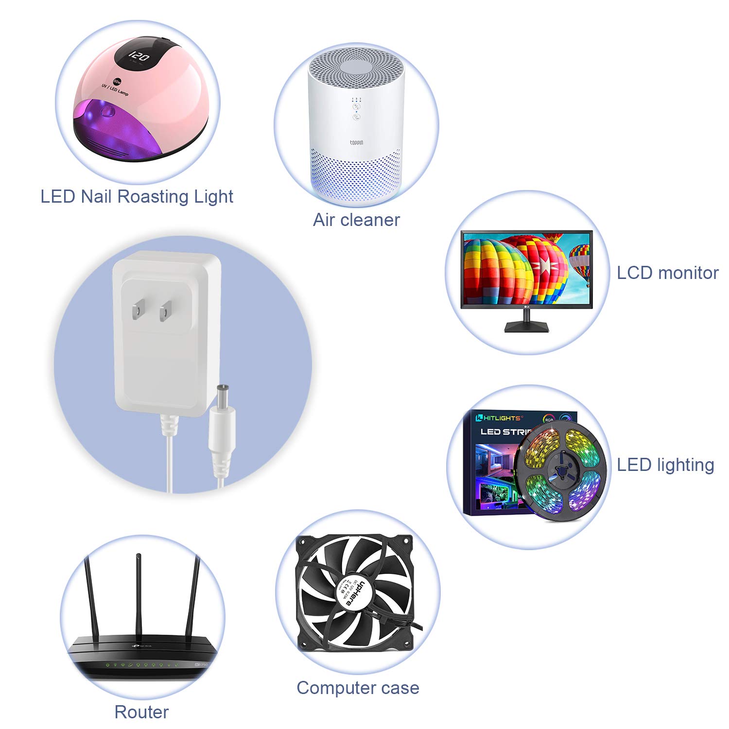 24V 1A Power Supply Adapter, 100V-240V AC to DC 24 Volt Transformer 1000mA 850mA 650mA 500mA 300mA 200mA Charger for 5.5x2.1mm Strip Lights Aroma Humidifier Diffusers DC Pump CCTV Cameras System.