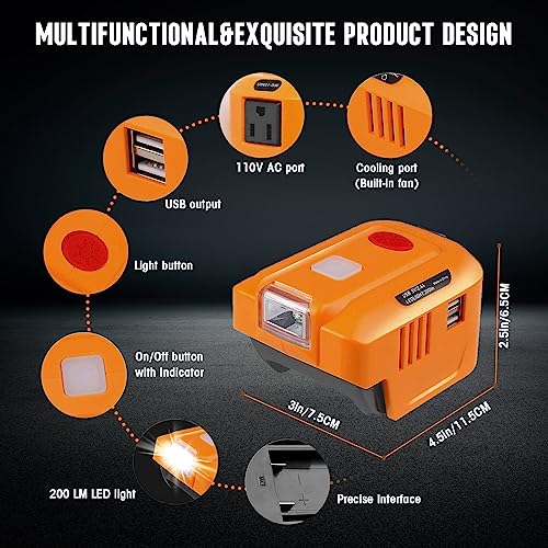 150W Powered Inverter Generator for De W0lt 20V Battery,Portable Power Station Supply Charger with 150W&AC110V-120V&2-USB,Powered Inverter Generator for camping, hiking, traveling