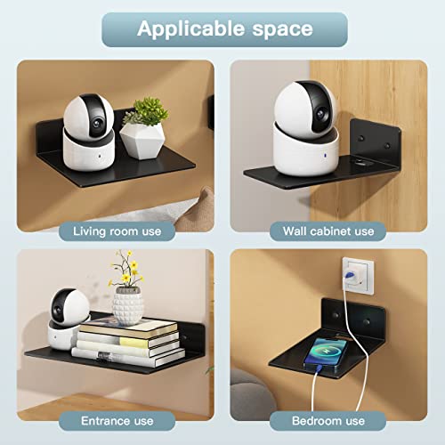 A.B Crew Drill-Free Wall Mount Baby Monitor Holder with Cable Hole Floating Wall Rack WiFi Router Wall Shelf Wall Storage Shelf Video Camera Shelf for Home Wall Decoration S