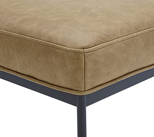 Amazon Brand β Rivet Modern Leather Ottoman Stool with Metal Legs, 16.9"H, Cognac
