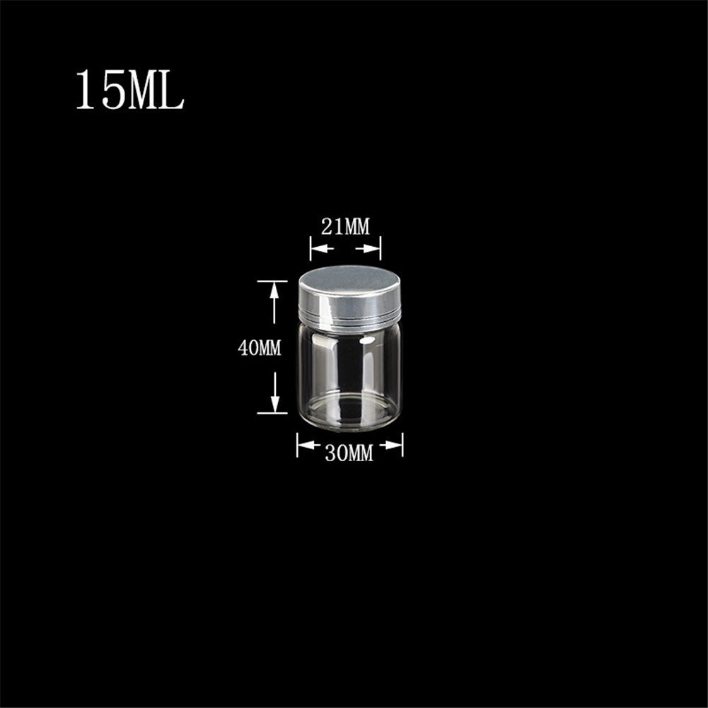 12units Glass Bottles Screw Top Empty Jars Vial 15ml Candy Vanilla Pill Food Perfume Bottle Metal Cap (12, 15ML-Silver Lid)