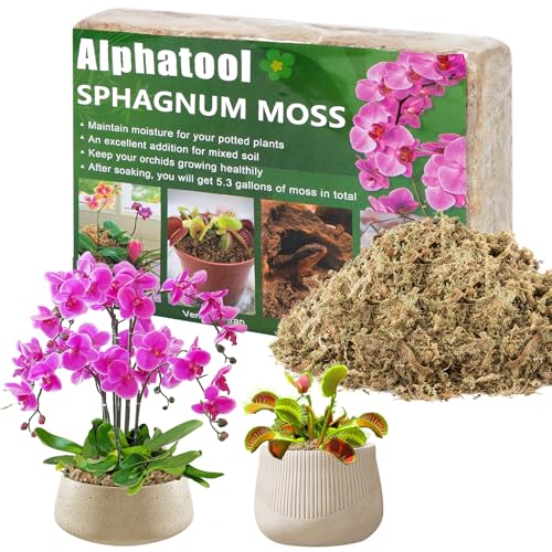 10 Oz Natural Sphagnum Moss for Plants- 22QT Dried Orchid Moss for Repotting Moisture Holding Plant Moss for Potted Plants Indoor Plant Growing Medium for Carnivorous Plants Succulent