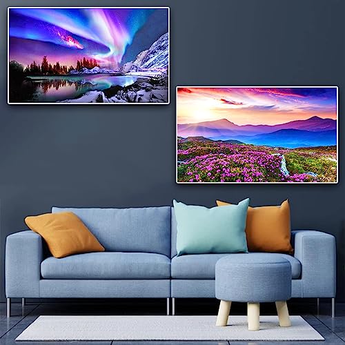 2 Pack Diamond Painting Kits,Large 5D DIY Sunrise Aurora Diamond Painting Kits for Adults,Full Drill Crystal Rhinestone Arts and Crafts,Flower Gem Art Painting with Diamond Home Wall Decor (28X16inch)