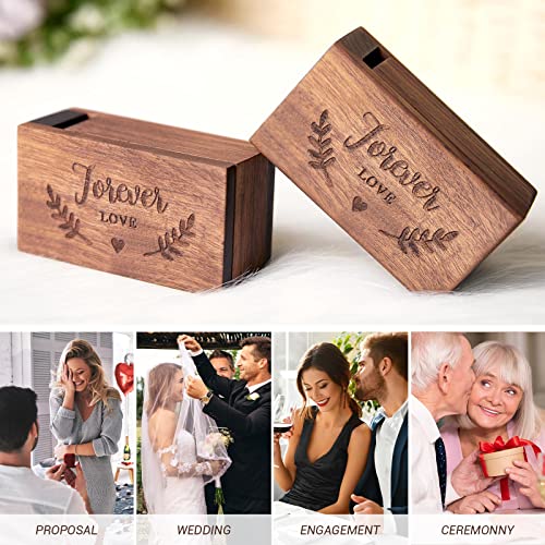 AW BRIDAL Ring Bearer Box Wedding Ring Box Walnut Wood Engagement Ring Box Jewelry Organizer Gift Box for Christmas Wedding Ceremony Proposal