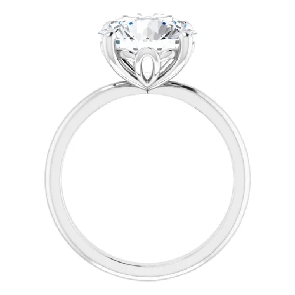 10K Solid White Gold Handmade Engagement Rings, 4 CT Round Cut Moissanite Diamond Solitaire Wedding/Bridal Rings for Women/Her, Minimalist Anniversary Ring Gifts (5)