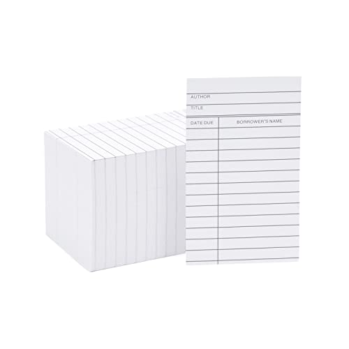 250-Pack Blank Library Cards for School Book Checkouts, CDs, DVDs, Vinyl Records, Classroom Supplies, Record Keeping, Tracking, Organizing, Storage, Vintage-Style, White (3x5 in)