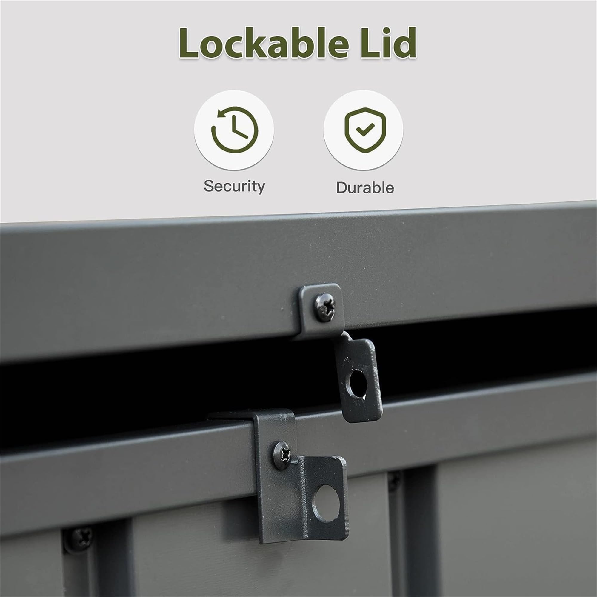 120 Gallon Deck Box Large Steel Outdoor Storage Box Lockable Deck Storage Container for Patio Furniture Cushions Garden Tools Pool Supplies Dark Gray