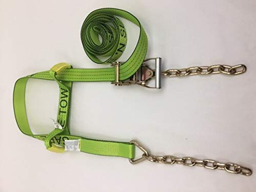 8 Point Kit 18' Heavy Duty TECNIC Strap Kit for Rollback/Flatbed Tie Downs with 12" Chain Tail