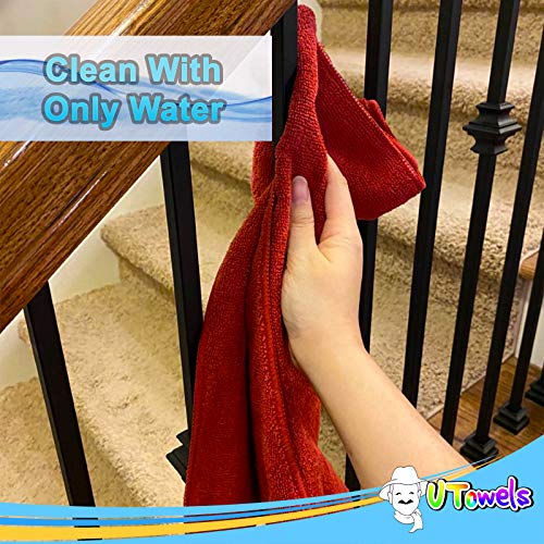 Cleaning Washcloth Towels - Large 27" x 16" Microfiber Rags - Highly Absorbent, Lint Free Streak Free for House, Kitchen, Car, Window Detailing Reusable Shop Towels (6-Pack, Forest Green)
