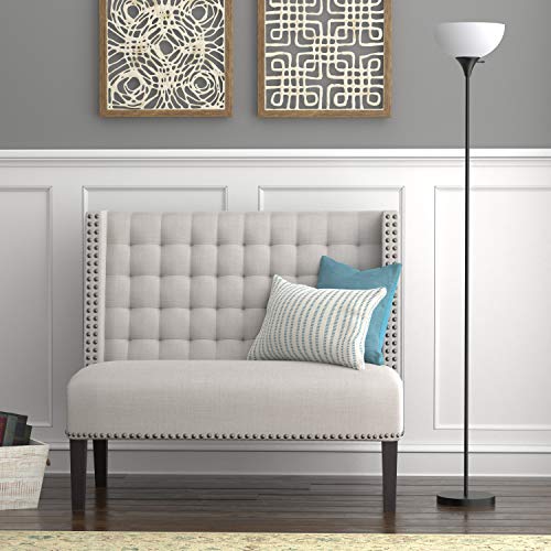 Amazon Brand – Ravenna Home Traditional Metal Torchiere Floor Lamp, LED Bulb Included, 71"H, Black
