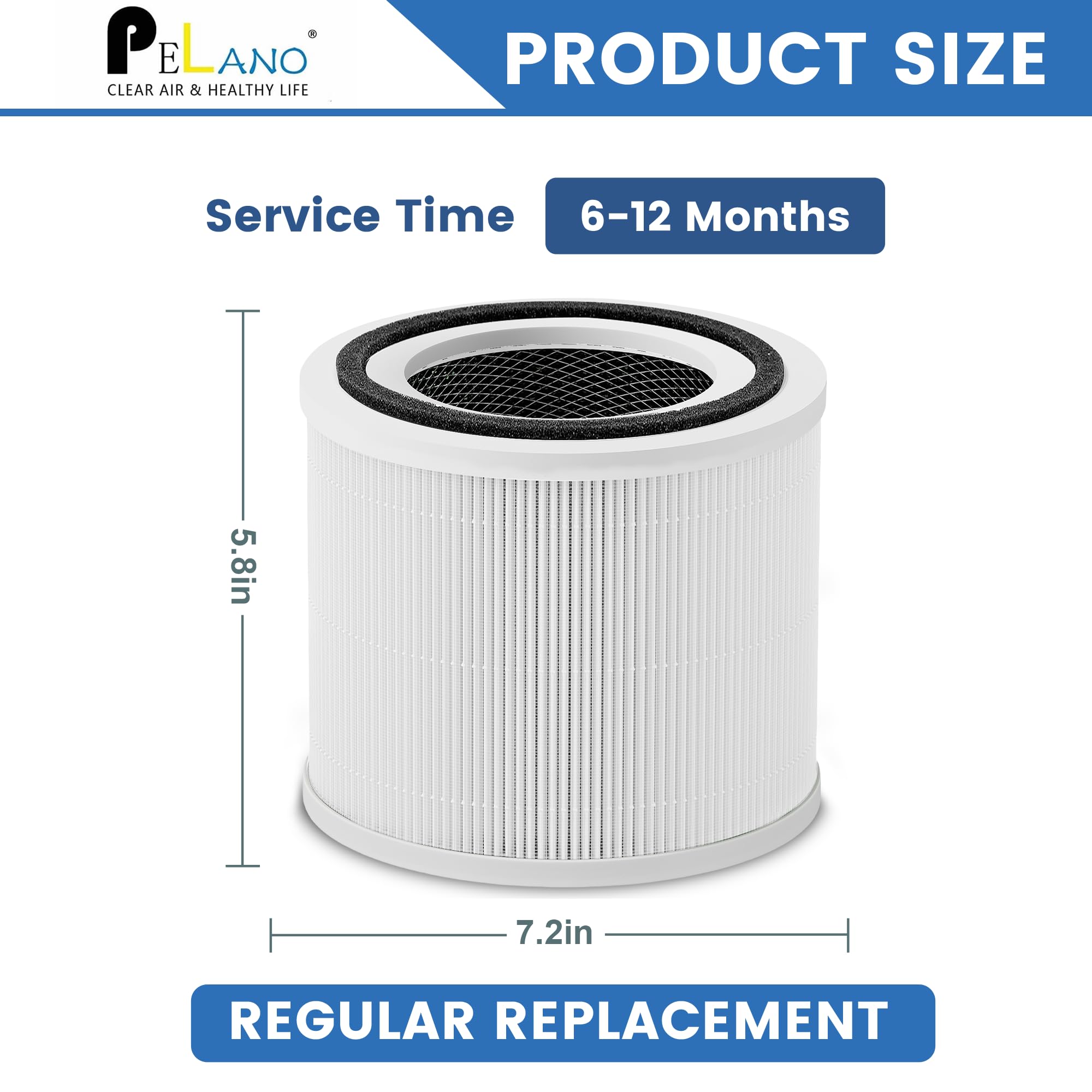 2 Pack HEPA-14 Replacement Filter Compatible with 240 Purifier, 3-in-1 Filtration System of Nylon Pre-Filter, Activated Carbon Filter and Grade True 14 HEPA Filter Replacement