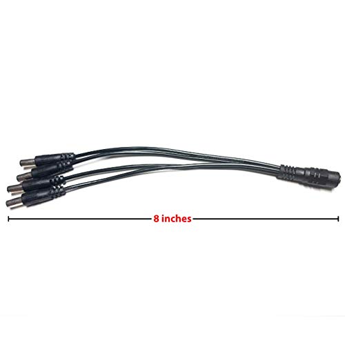 2-Pack: SuperTerrific 1 to 4-Way DC Power Splitter Adapter Cable. 4 Wire Cord for CCTV Security Camera 5.5x2.1mm 5.5mm x 2.1mm, EXT12V3M