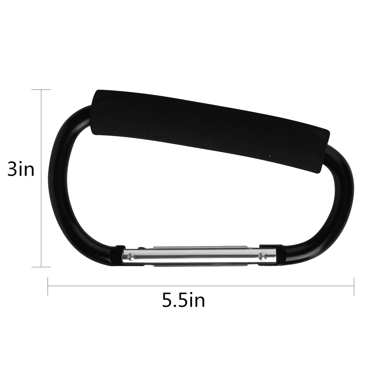 sansheng 4 Pack Large Carabiner 5.5" D Style Click and Carry Bag Carrier Stroller Hooks(Black and Blue)