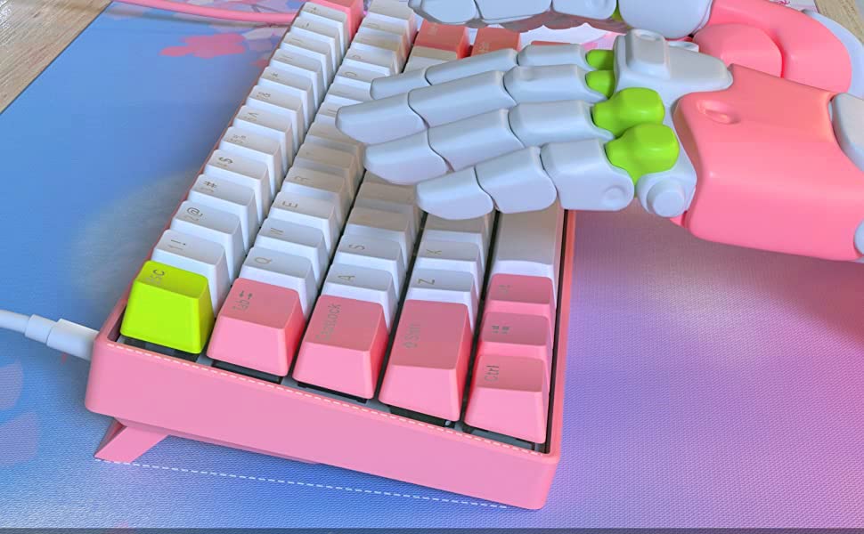 BOYI 60% Mechanical Gaming Keyboard,BOYI 61 Mini RGB Cherry Switch PBT Keycap 60% RGB Mechanical Gaming Keyboard(Pink Color, Cherry Blue Switch)