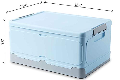 Durable Plastic Folding Storage Box Organizer with Lids, Folding Plastic Stackable, Containers for Home & Garage Organization (Blue)