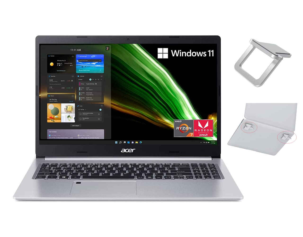 Acer Aspire 5 Slim 15.6" FHD IPS Premium Laptop | AMD Ryzen 7 3700U | Backlit Keyboard | Fingerprint Reader | Windows 11 (Silver, 8GB DDR4 | 256GB SSD)