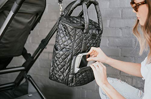 7AM London Baby Diaper Bag โ Multifunctional Travel Backpack with Stroller Hooks & Shoulder Straps, Lightweight Diaper Bag for Baby Essentials, Water Repellent With Diaper Changing Pad | (Black)