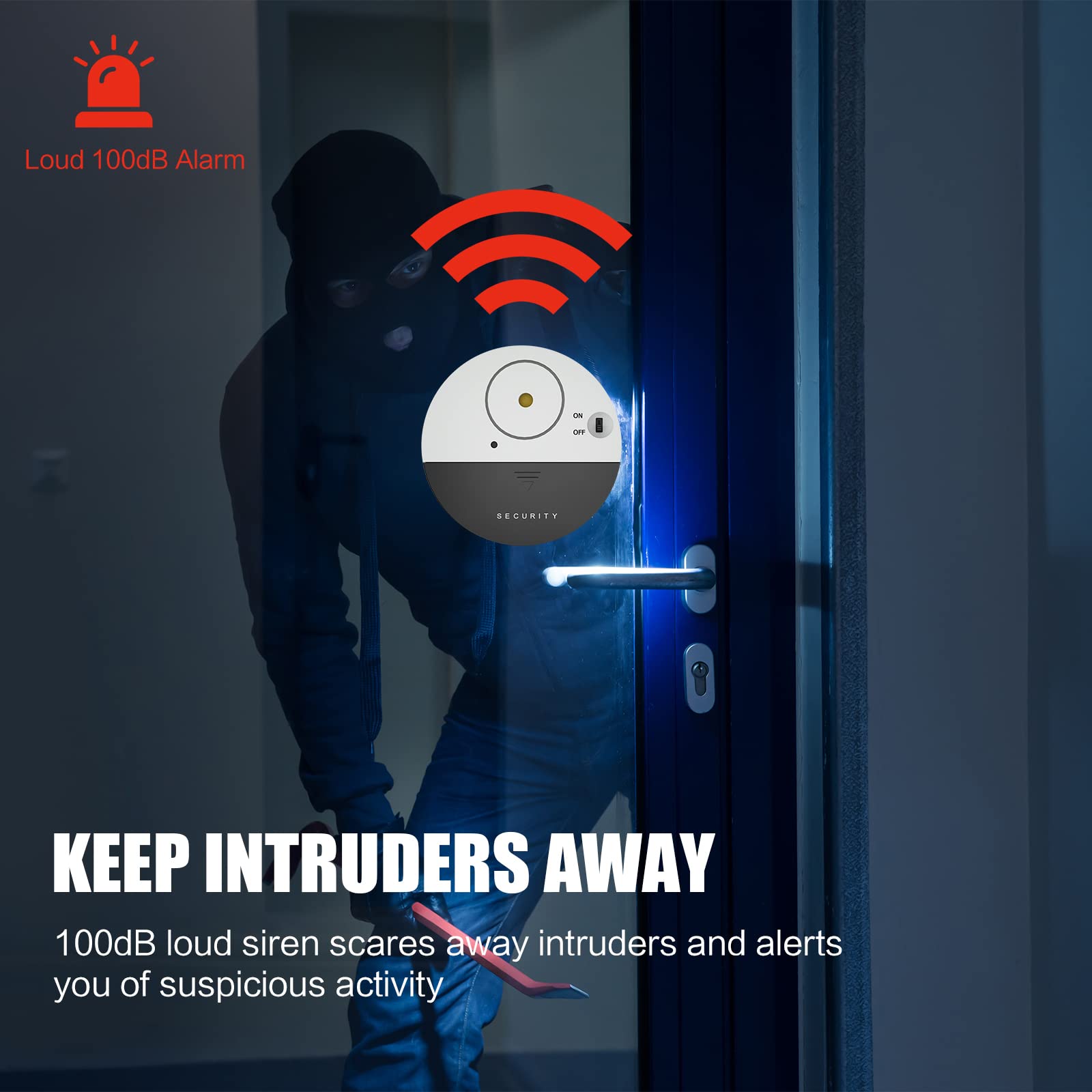 2 Pack Home Security Anti-Theft Window & Door Alarm, Ultra-Slim Loud Alarm Vibration Sensor Detector for Warning Burglars Intruder, Good for Home, Office, RV, Dorm Room (2)