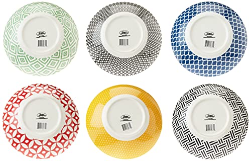 Certified International Soho All Purpose Porcelain Bowls, Set of 6, Multicolor