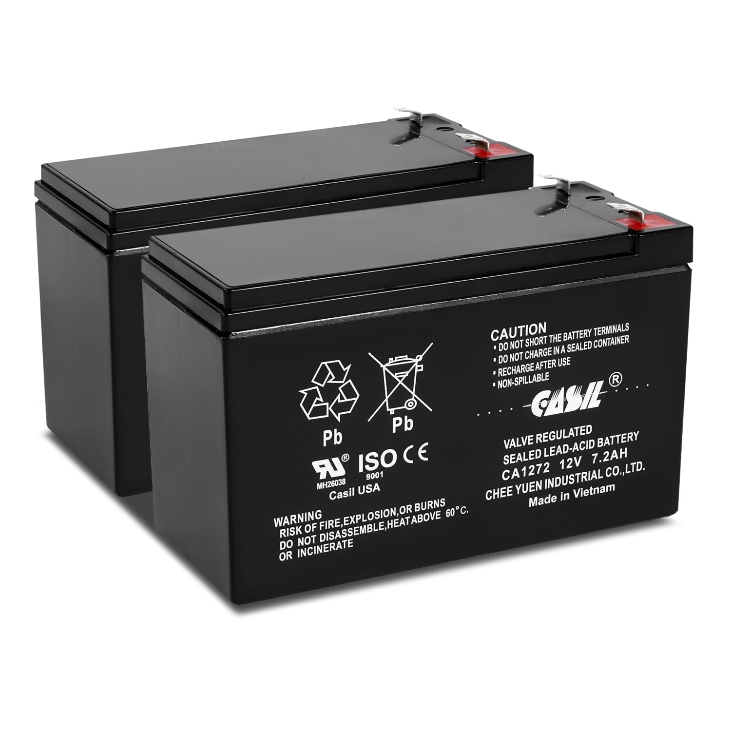 Casil 12v 7.2ah Rechargeable Battery - APC UPS Replacement Battery for SMT750US, SUA750, SMT750, (RBC48), UPS Batteries, 12V 7.2Ah Deep Cycle Batteries with F2 Terminal 2 Pack