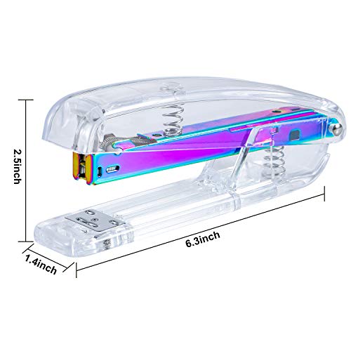 SEAKOS Dream Color Acrylic Stapler Set,Desk Stapler,Office and Home Stapler,Students Stapler,Tape Dispenser,Stapler Remover,Free 1000pcs 26/6 Staples——Multicolor