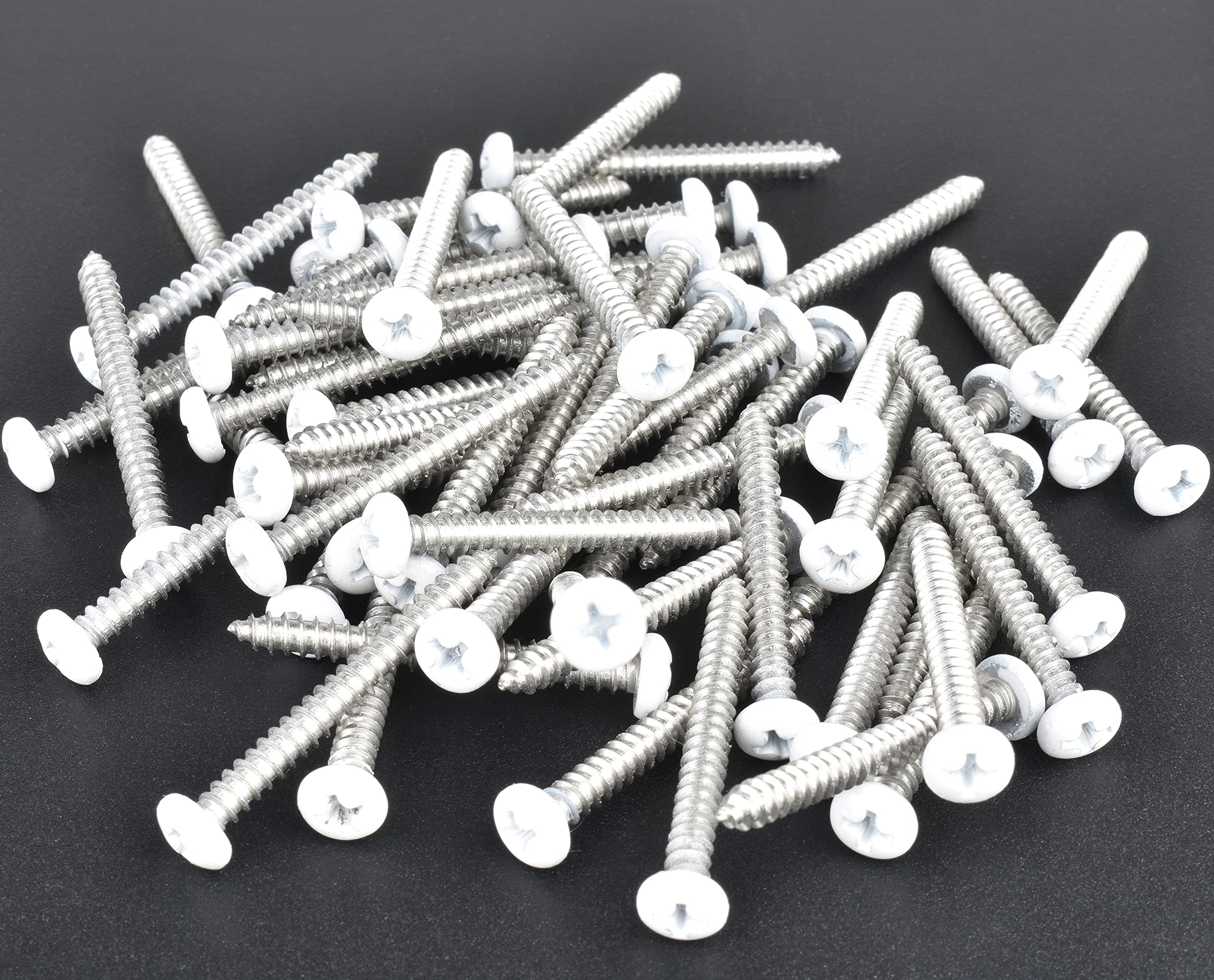 60 pcs # 8 X 1 1/2" White Screws White pan Head Machine Screws White rv Screws Twinfast Thread Cargo RV Zinc Plated Corrosion Resistance #2 Phillips Bit with Screw Bit