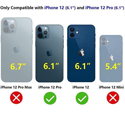 JOYAKI Wallet Case Compatible with iPhone 12 Pro/12,Slim Protective case with Card Holder,Premium PU Leather Kickstand Card Slots Case with a Screen Protective Glass for iPhone 12pro/12(6.1")-White