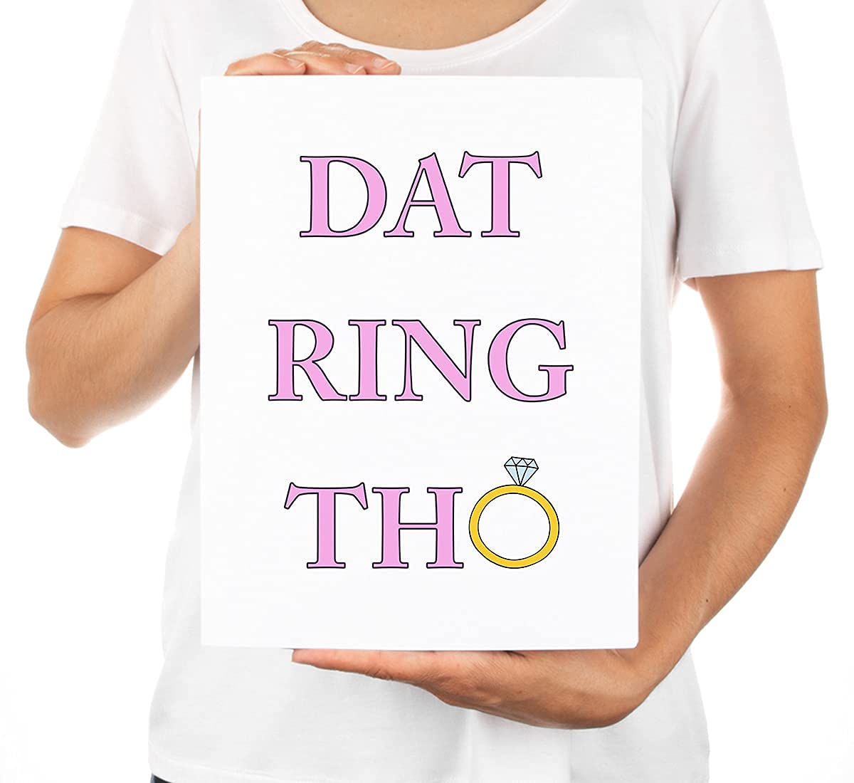 Andaz Press Funny Wedding Jumbo Card, Dat Ring Tho 8.5 x 11 inch Blank Congratulations Greeting Card with Envelope, Humour, Rude Card for Newlyweds, Bride and Groom, Engagement Party Card, 1-Pack